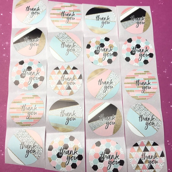 Office | 20 Thank You Stickers Small 1 Round 8 Designs | Poshmark